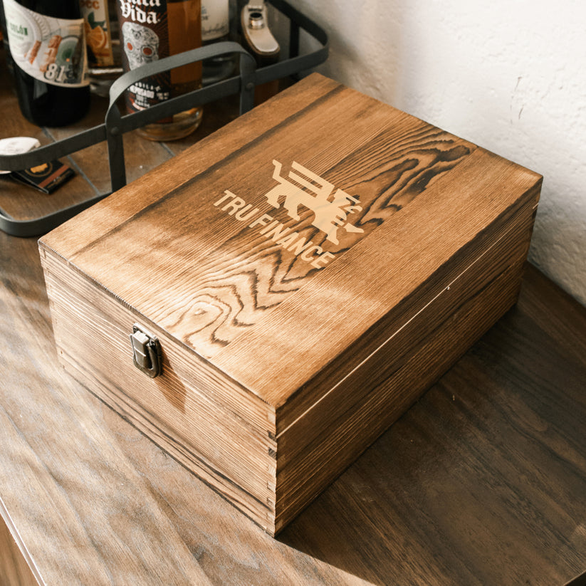 Whiskey Decanter - Wood Box Set | Swanky Badger – swankypromo.com