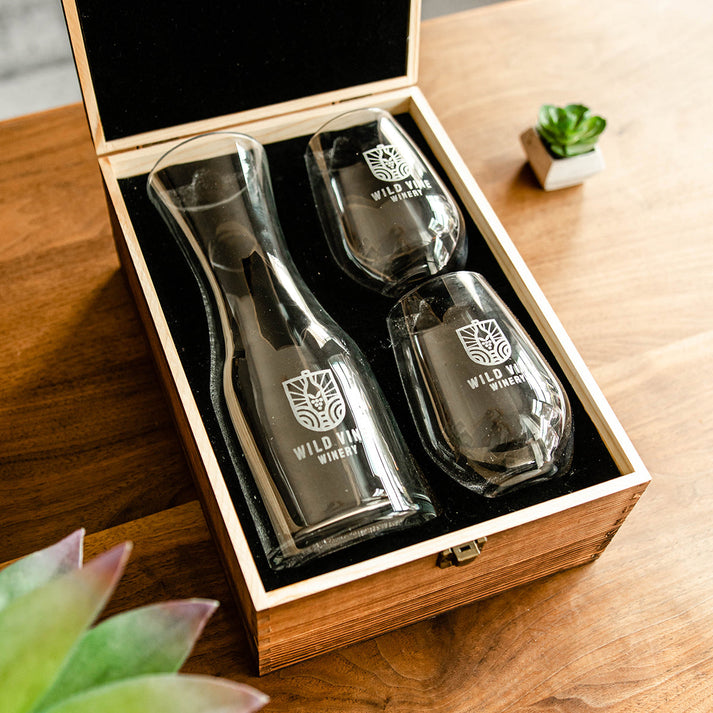 Wine Decanter & 2 Wine Glasses - Box Set | Swanky Badger – swankypromo.com